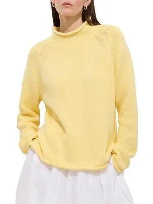 ALEX MILL Eastport Roll Trim Long Sleeve Sweater - Double Cream