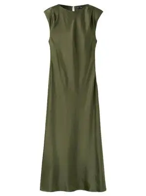 Mango Sleeveless Satin Maxi Dress - Green