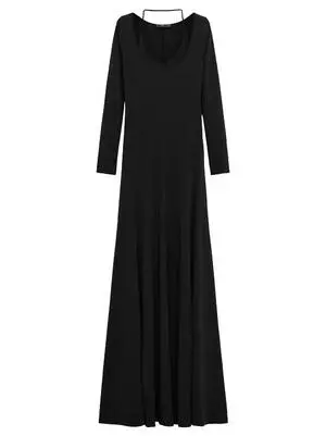 Mango Long-sleeve Knit Maxi Dress With Halter Neck - Black