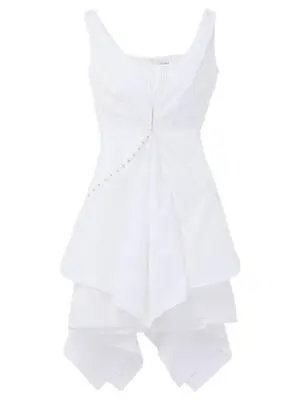 Alexander McQueen Gathered Mini Shirt Dress - Optical White