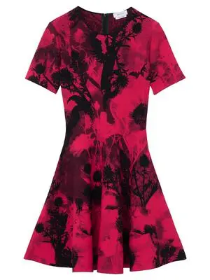 Alexander McQueen Floral Jacquard Mini Dress - Red/black