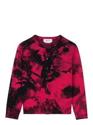 Alexander McQueen Floral Jacquard Cardigan - Red/black