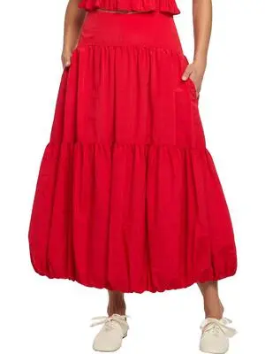 Cinq À Sept Blythe Tiered Maxi Skirt - Goji Berry
