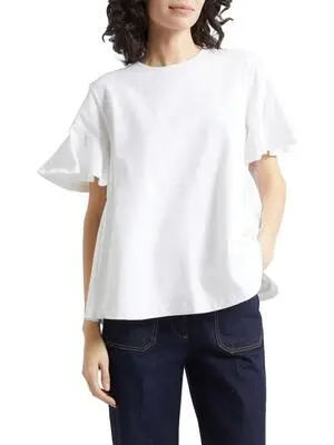 CINQ À SEPT Jane Ruffle-Sleeve T-Shirt