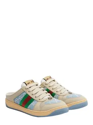 Gucci Screener Faux Pearl-embellished Mules - Blue