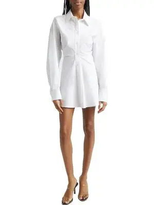 ALEXANDER WANG Zip Cinch Long Sleeve Stretch Cotton Mini Shirtdress