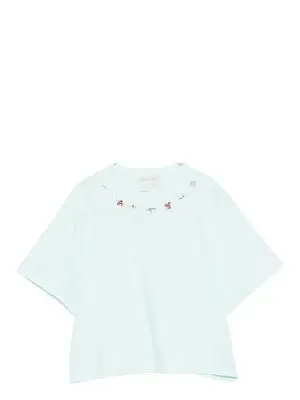 FORTE_FORTE Embroidered Cotton T-shirt - Sky Blue