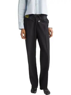 MAISON MARGIELA Waistband Stretch Gabardine Straight Leg Pants - Black