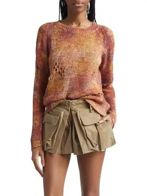 Isabel Marant Haby Openwork Ladder Stitch Sweater - Orange