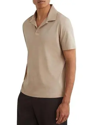 REISS Earl Solid Cotton Polo Sand