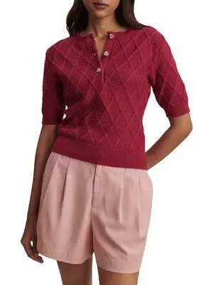 Varley Merryn Diamond Knit Sweater - Rich Raspberry