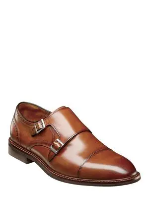 STACY ADAMS Boswell Double Monk Strap Shoe - Brandy