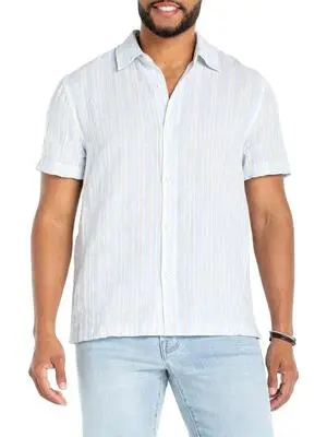 LIVERPOOL Stripe Short Sleeve Button-up Shirt - Light Blue Multi