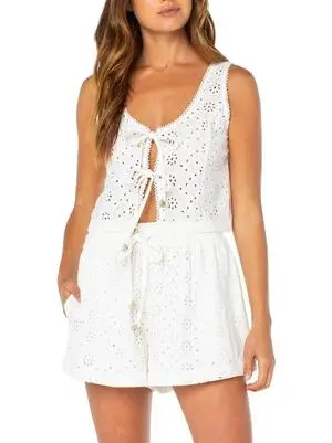 ROXY Kayla Eyelet Cotton Tie-Front Top