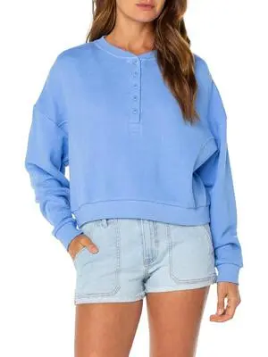 Roxy Overcast Relaxed Fit Crop Cotton Henley - Cornflower