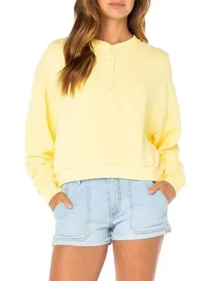 Roxy Overcast Relaxed Fit Crop Cotton Henley - Popcorn