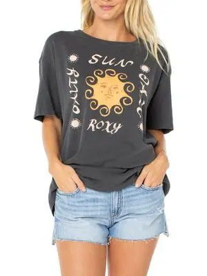 Roxy Cotton Oversized Graphic T-shirt - Phantom