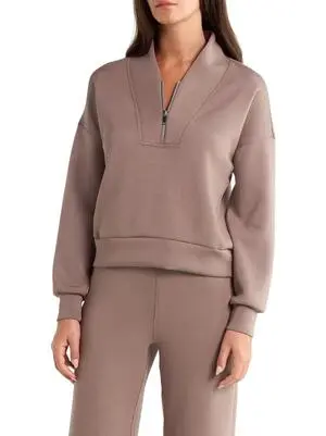 Spanx Airessentials Shawl Collar Quarter Zip Sweatshirt - Ironstone