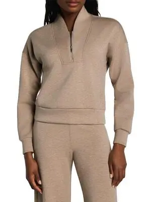 Spanx Airessentials Shawl Collar Half Zip Pullover - Dune Heather