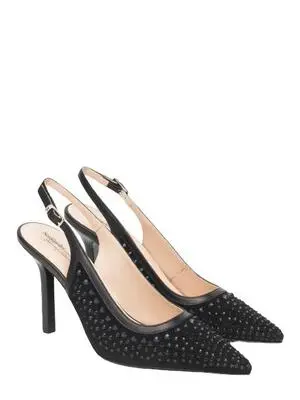 NEROGIARDINI Embellished Slingback Pointed Toe Pump - Black