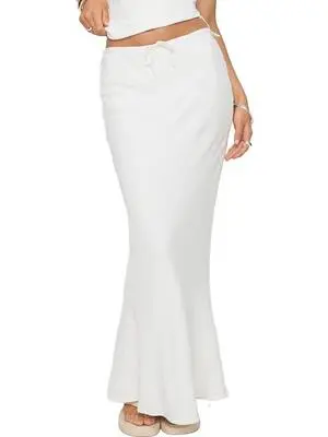 Princess Polly Mercer Low-Rise Linen-Blend Midi Skirt White