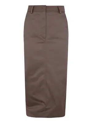 THELATEST Cotton Gabardina Skirt - Brown