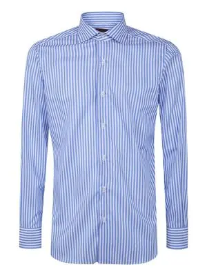 BARBA NAPOLI Classic Popeline Stripes Shirt - Blue