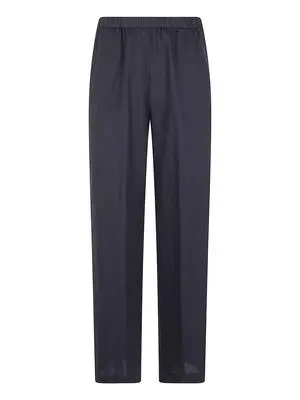 Aspesi Wide-Leg Linen Trousers Black