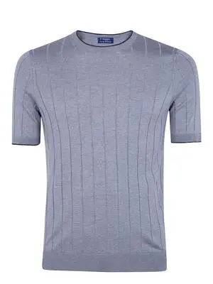 BARBA NAPOLI Silk Round Neck Sweater - Gray