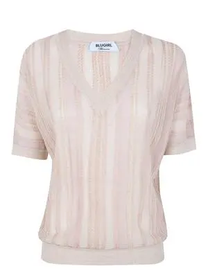BLUGIRL Striped Lurex Sweater - Pink