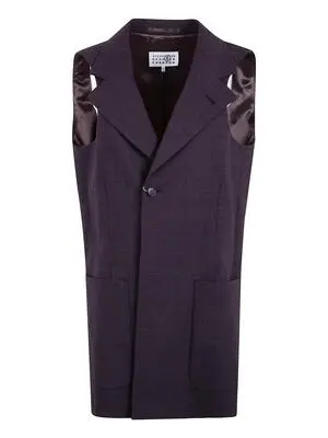 MAISON MARGIELA Jacket Neck Long Gilet - Brown