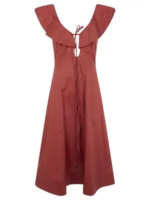 TWINSET Cotton Blend Midi Dress - Brown
