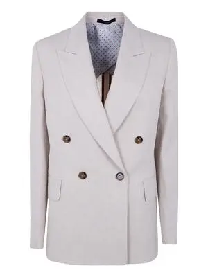 Paul Smith Double-breasted Wool And Mohair Jacket - White