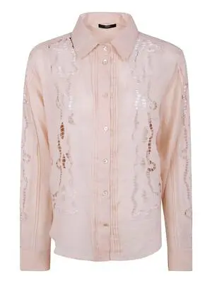 Seventy Ramie Embroidered Shirt - Pink