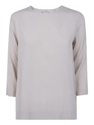 Rossopuro 3/4 Sleeve Silk Blouse - Brown