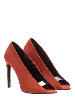 Valentino Garavani Open Toe Révélé Suede Pumps - Rust