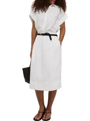 ALEX MILL Maddie Linen Short-sleeve Button-up Shirt - Ivory