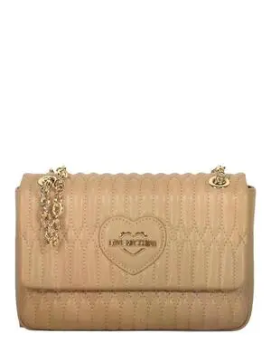 Moschino Quilted Shoulder Bag With Heart Motif - Neutrals