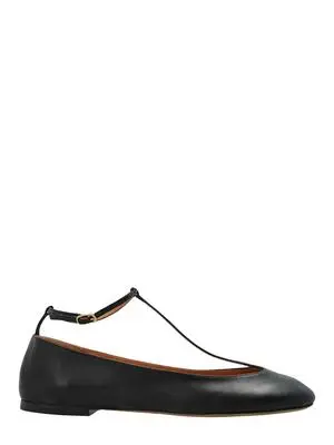 ODISSI Leather Ballet Flats - Black