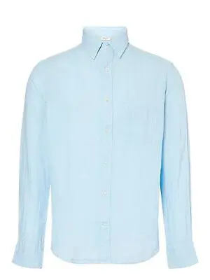 Gant Logo-embroidered Regular-fit Linen Shirt Xxl - Sky Blue
