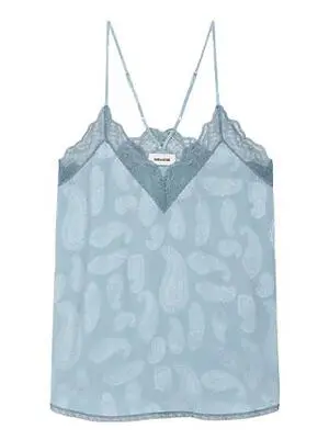 Zadig&Voltaire Paisley-jacquard Silk Cami Top - Sky