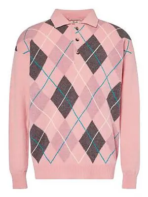 JW Anderson X Pringle Argyle Wool Jumper - Bubblegum