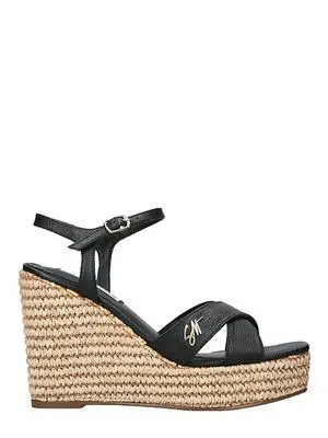 Steve Madden Cylo Leather Wedge Sandals Black