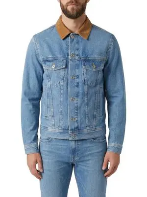 Jacob Cohen Denim Jacket With Suede Collar - Gnawed Blue