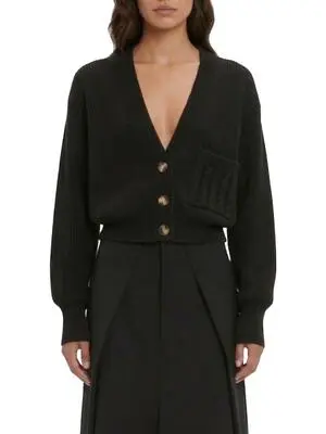 Victoria Beckham Wool Blend Cardigan - Black