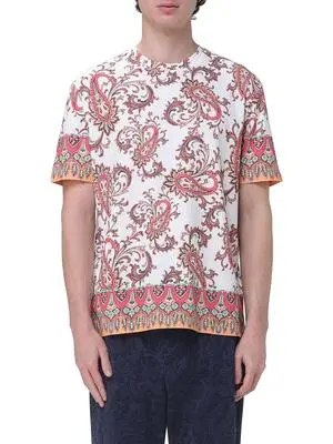 Etro Crew-neck Cotton T-shirt With Paisley Print - Grey