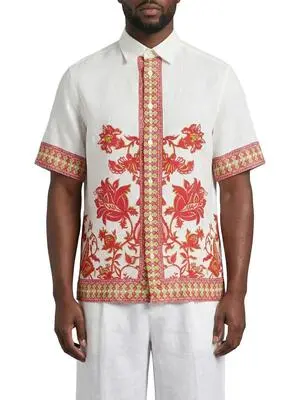 Etro Linen Shirt With Floral Motif - Multicolor