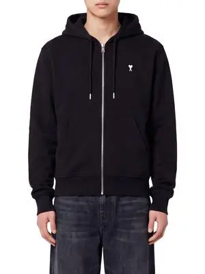 AMI Paris Zip-up Hoodie - Black