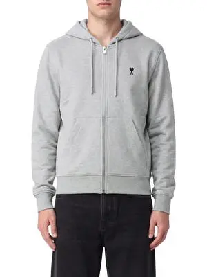 AMI Paris Zip-up Hoodie - Grey