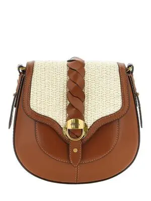 Isabel Marant Étoile Braided Raffia And Leather Mini Bag - Brown